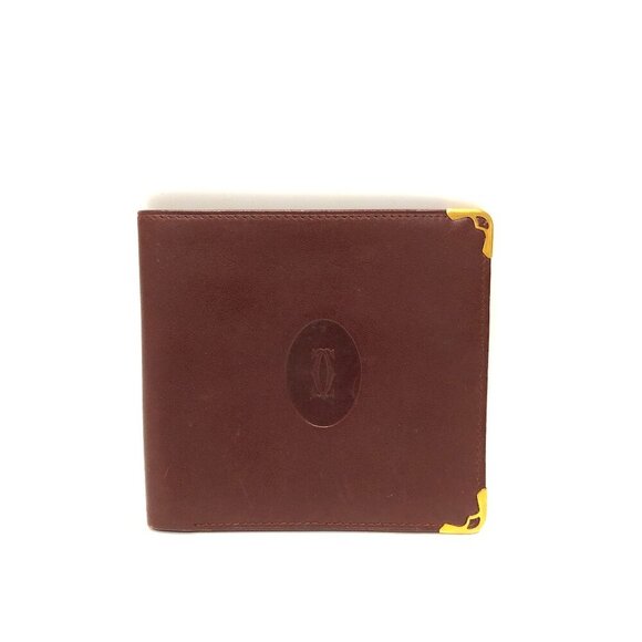 Cartier | Bags | Cartier Brown And Gold Leather Wallet With Embossed ...